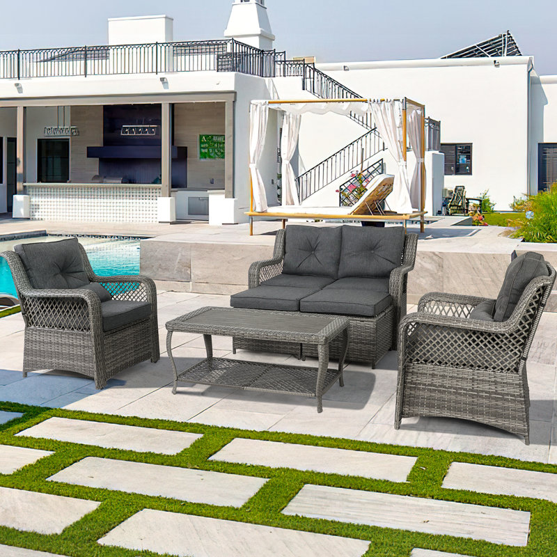 August Grove® Annkatrin 6 Piece Complete Patio Set with Cushions | Wayfair